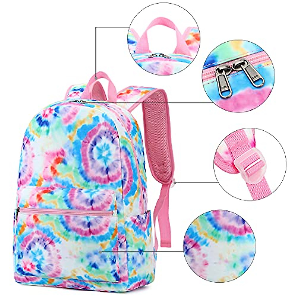 Bluboon School Backpack for Girls Teens Bookbag Set Laptop Backpack Lunch Box with Pencil Bag (Tie Dye Blue)