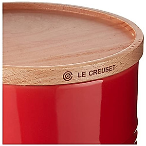 Le Creuset Stoneware Canister with Wood Lid, 2.5 qt. (5.5" diameter), Cerise