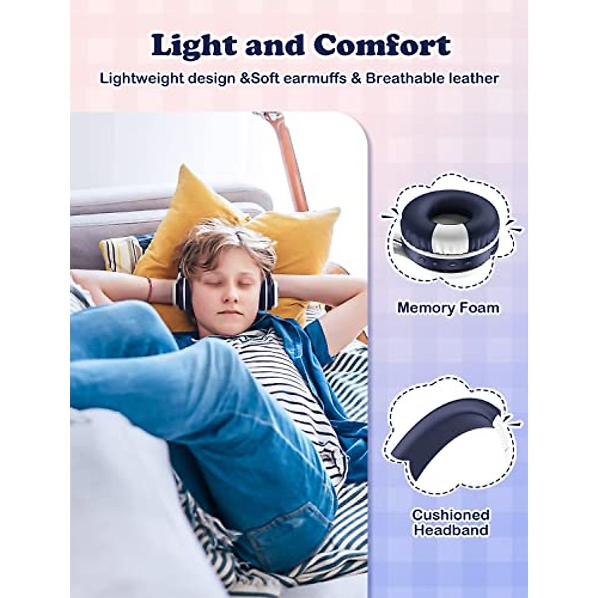 Kids Bluetooth Headphones- Kids Headphones Wireless of 22H Playtime with Mic, Steoro Sound, Bluetooth 5.0, Foldable, Rechargable On-Ear Kids Headsets for Children Study Tablet Airplane Travel, 2pack