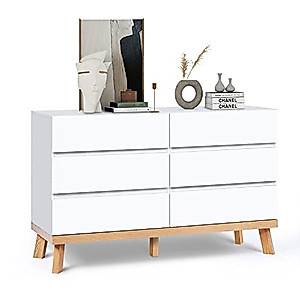 YIGOBUY 6 Drawer Double Dresser Chest of Drawers Large Storage Cabinet for Bedroom, Living Room, Hallway (White)
