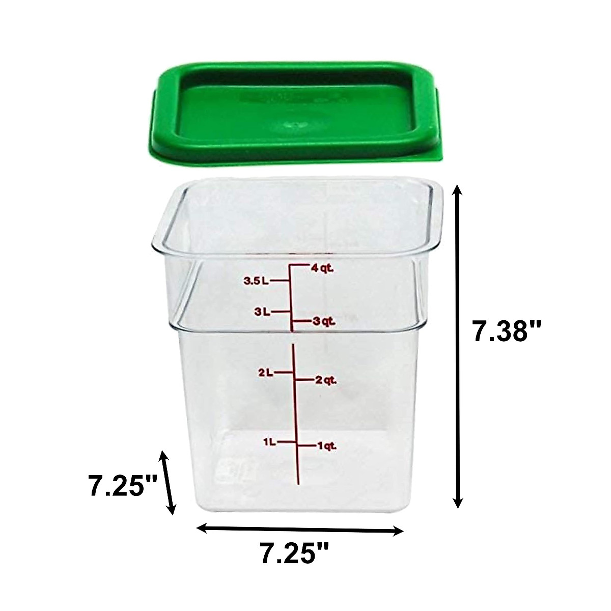 Lumintrail Cambro Polycarbonate Square Food Storage Containers 4 Quart With Lid - Pack of 2 - Food Organizers and Containers