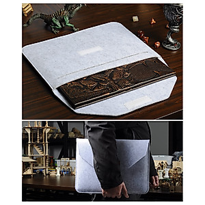 CZYY DND Dungeon Master Screen Faux Leather Embossed Dragon & Mimic, Four-Panel with Pockets DM Screen for Dungeons and Dragon, Pathfinder, D&D