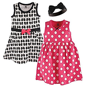 Hudson Baby baby girls Cotton and Headband Set Casual Dress, Bow, 12-18 Months US