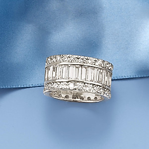 Ross-Simons 8.75 ct. t.w. Baguette and Round CZ Eternity Band in Sterling Silver. Size 10