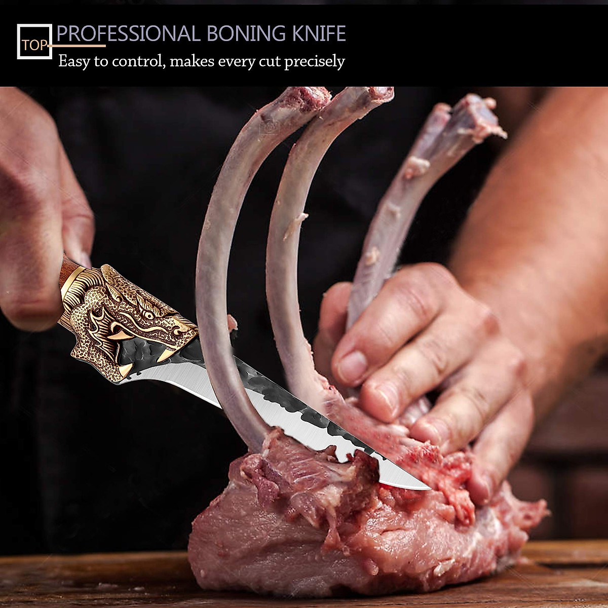 Golden Bird Fillet Knife Hand Forged Boning Knife with Sheath Sharp Meat Knife High Carbon Steel Viking Knife for Kitchen, Outdoors Perfect Collector Knife with Gift Box