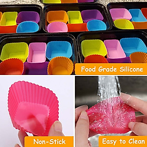 XANGNIER Silicone Lunch Box Dividers,40 Pcs Silicone Cupcake Liners,Silicone Muffin Cups,Bento Box Accessories for Kids