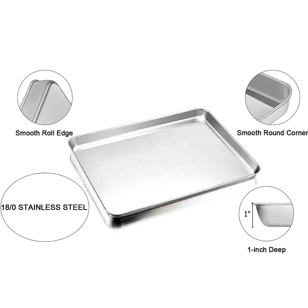 TeamFar Baking Sheet with Rack Set of 8, Cookie Sheet Baking Pans Stainless Steel Bakeware with Cooling Rack Set, Non Toxic & Healthy, Mirror Finish & Rust Free, Easy Clean & Dishwasher Safe