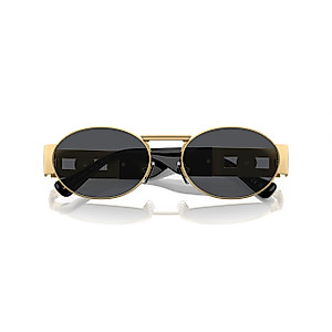 Versace Unisex Sunglasses Matte Gold Frame, Dark Grey Lenses, 56MM