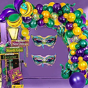 114 PCS Mardi Gras Balloons Party Decoration Large Sized Mardi Gras Mask Foil Balloons Moon Star Foil Balloons for Mardi Gras Birthday Baby Shower Masquerade New Orleans Party
