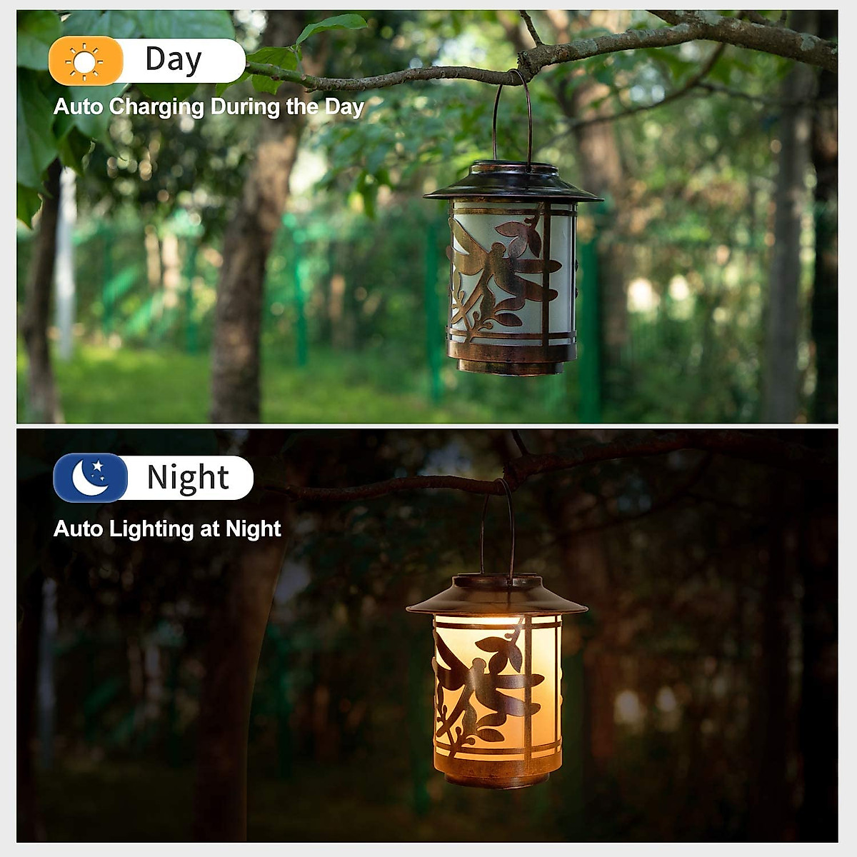 Solar Lantern Lights Outdoor, Dragonfly Waterproof Metal Hanging Solar Lights Decorative for Garden, Patio, Courtyard and Tabletop (Dragonfly)