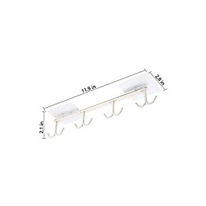 Yerdos Kitchen Hook Wall Mounted Removable Hooks and Kitchen Utensil Rack, Multi-Purpose Adhesive Hangers and Shelf, Nail Free Sticky Kitchen Rail Tool Storage Organizer, 1 Pack