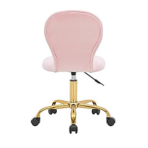 Porthos Home Evie Office Chair with Soft Velvet Upholstery, Stylish Golden Metal Legs with Roller Wheels and Adjustable Height, Sleek Armless Design for The Cozy Home Studio and Small Office