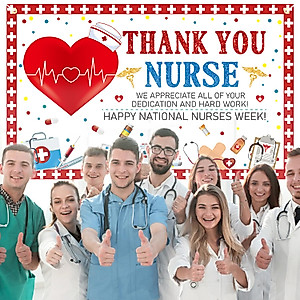 Thank You Nurse Backdrop Large Size Thank You Nurse Banner for Nurse Appreciation Week Decorations National Nurses Week Nursing Graduation Party Decor Supplies