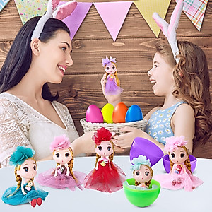 Easter Eggs Basket Stuffers with Fashion Beauty Doll, 6 PCS Jumbo Surprise Eggs for Girls Toddler Kids Gift Easter Basket Stuffers Fillers