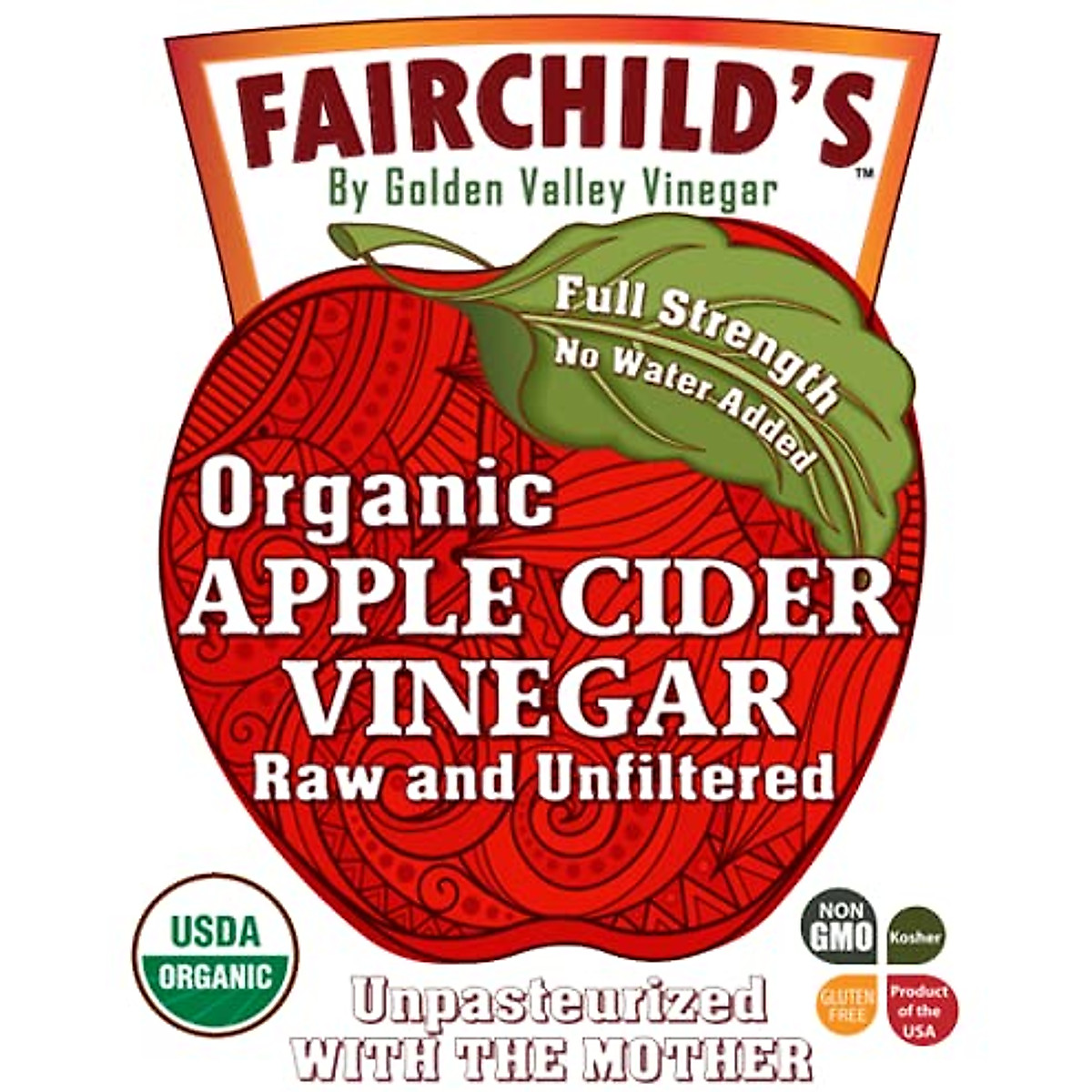 Fairchild's Organic Raw & Unfiltered Apple Cider Vinegar, 32 FZ - Two Pack