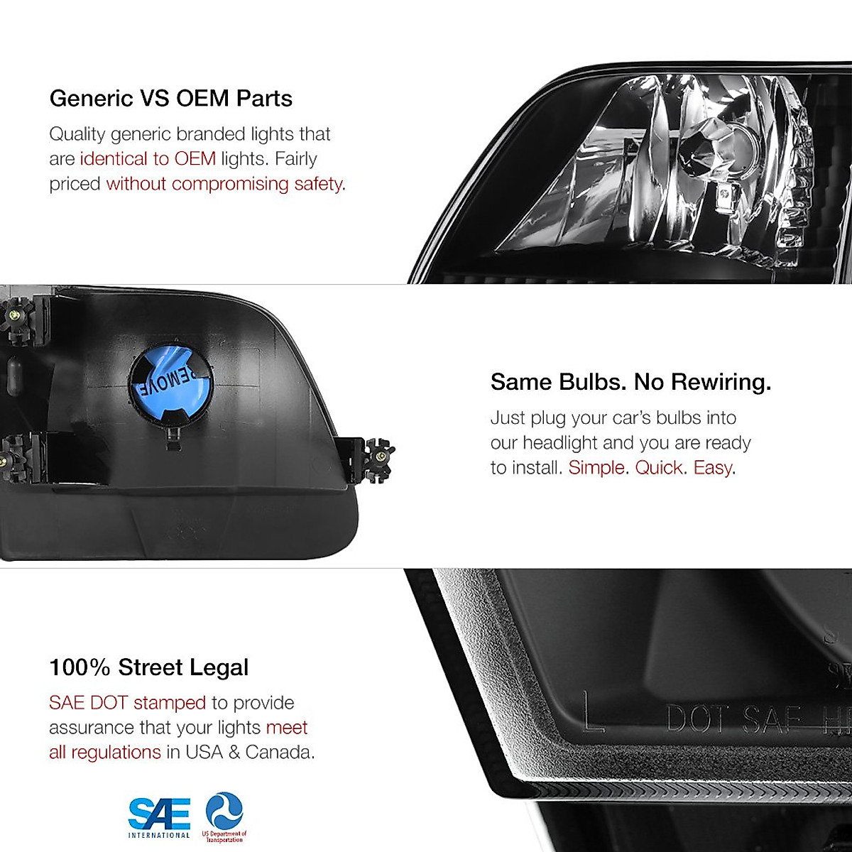 VIPMOTOZ For 1997-2003 Ford F150 Headlights & Turn Signal Cornering Lamps - Matte Black Housing, Driver and Passenger Side