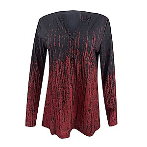 SMIDOW Womens Ethnic Style Long Sleeve Tops 2023 Trendy Spring Shirts v Neck Loose Comfy Pullover Tops Blouse Dressy Casual