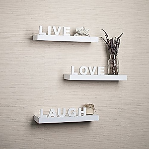 Danya B™ Decorative Live Love Laugh White Wall Shelves (Set of 3)