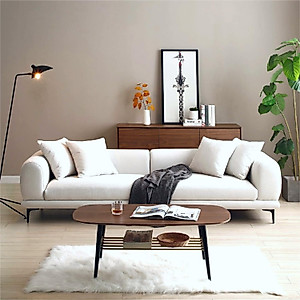 KEVINSPACE 108.3'' Modern Sofa Couch for Living Room, 4-Seater Fabric Sofa Comfy Sofa with Metal Legs, Wide Upholstered Sofa Deep Seat Sofa Bouclé Couch Furniture Set Office 4 Pillows, Beige
