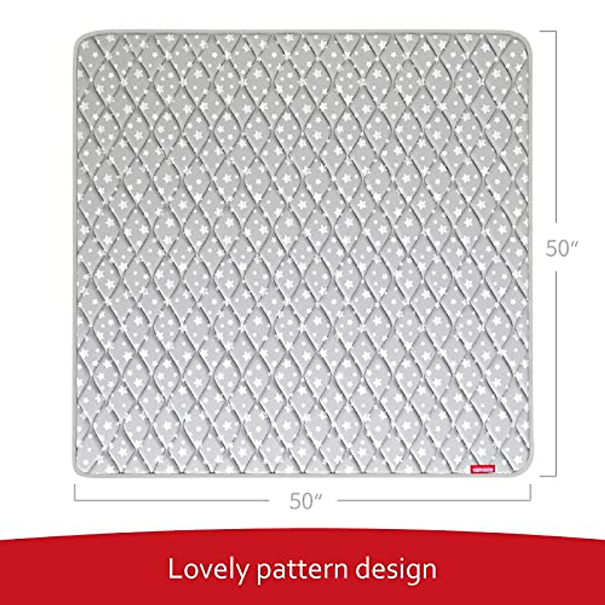 Baby Play Mat 50" X 50" Fit for TODALE Baby Playpen, Premium Foam Mat Non-Slip Cushioned Baby Playpen Mat for Playing, Grey Star
