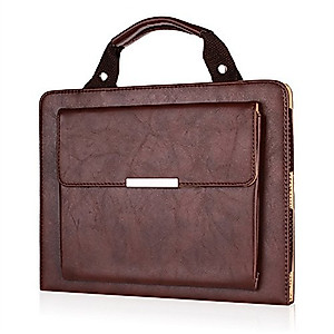 TechCode Case for iPad 9th Generation 10.2, Portable Handbag Wallet Flip Case PU Leather Stand Cover with Handle Pocket Sleeve for iPad 7th/8th /9th Generation 10.2 inch (Brown03)
