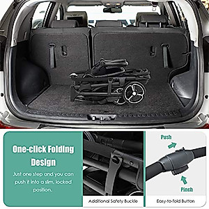 BABY JOY Baby Stroller, Front Rear Facing Toddler Carriage w/Convertible Seat, Cup Holder, 5-Point Harness, Adjustable Handle/Canopy/Backrest, Storage Basket, One-Step Brake Foldable Stroller (Black)