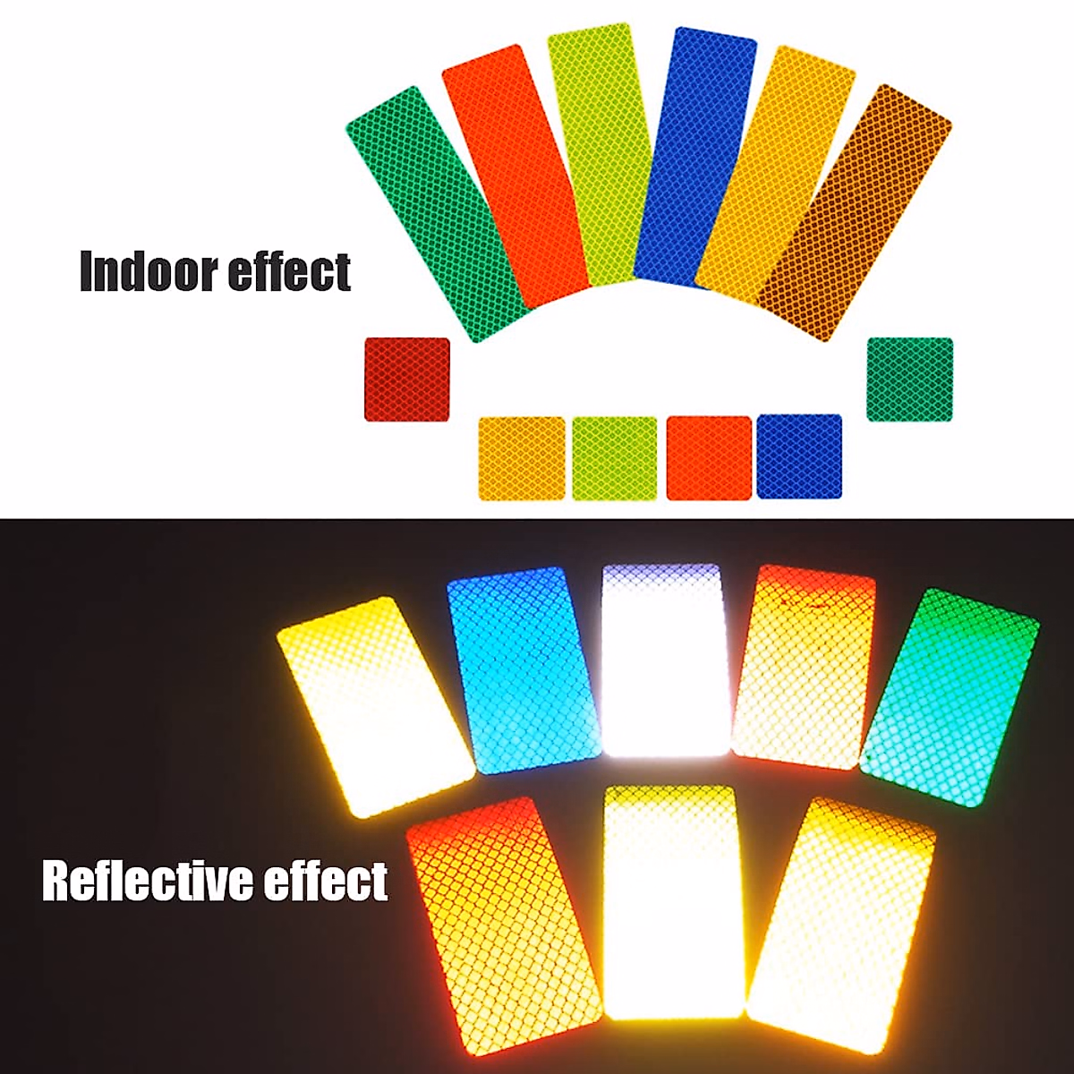 SEADEAR 10 Pieces Reflective Warning Stickers, Night Warning Reflective Sticker Waterproof PET Reflective Sticker Personalized Body Stickers for Car, Motorcycle, Helmet, Rectangular Red