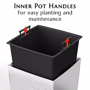 Mueller M-Resin Heavy Duty Tall Planter, Indoor/Outdoor Grande Plant, Tree, Flower Pot, 2-Piece Set, 24”, Modern Design, Built-in Drainage, White