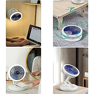 UBEFANS Table Fan, Rechargeable Battery Powered Desk Fan, 90° Multifunctional Foldable Ultra Quiet 4 Speed Lightweight, Portable Air Circulation Fan with Hook, Wall Fan for Bedroom Home Desktop