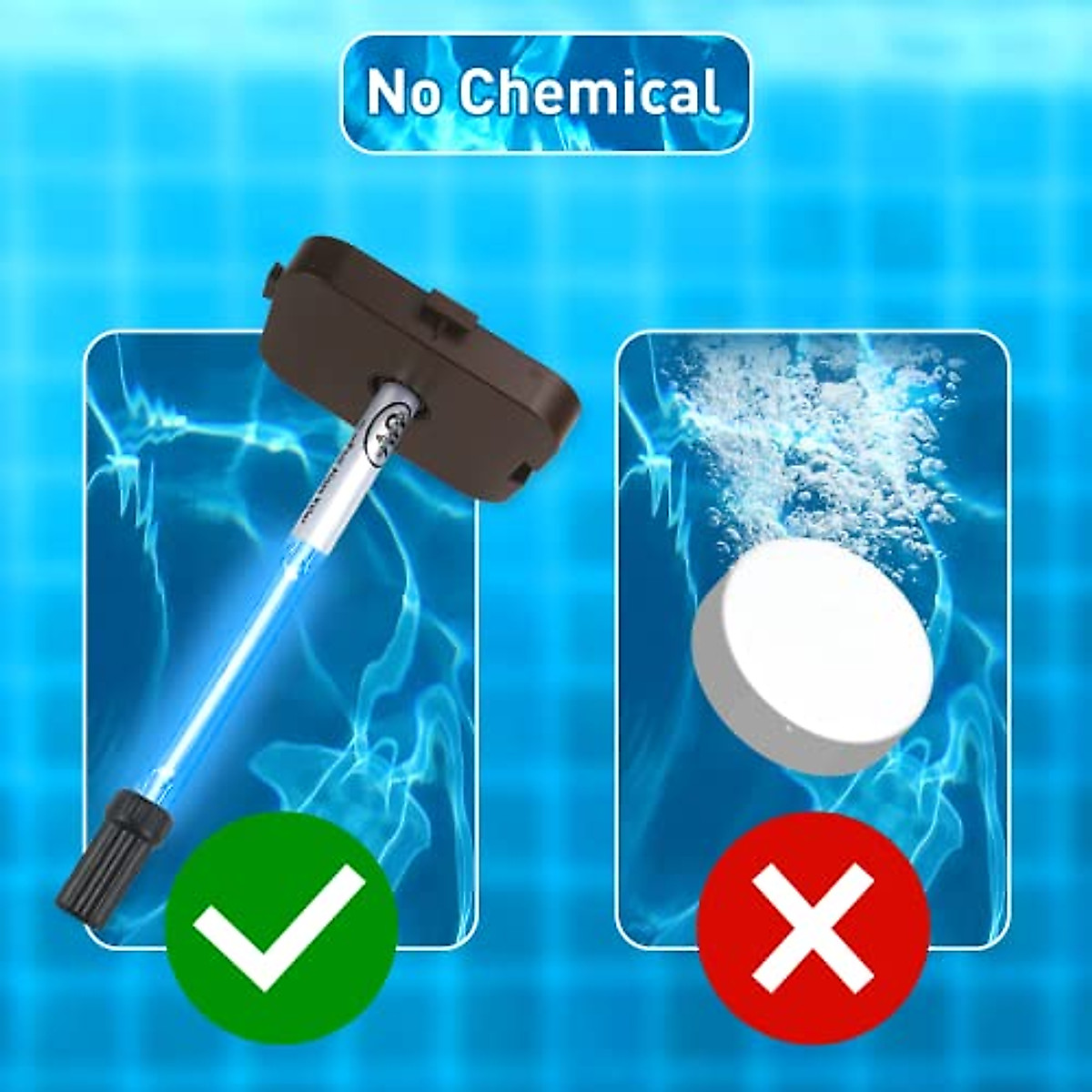 Pool Cleaner Submersible UV Sterilizer Light Remove Green Instead of Shock Chlorinating Sanitizer as Swimming Pool Accessories to Keep Pool Clean and Blue