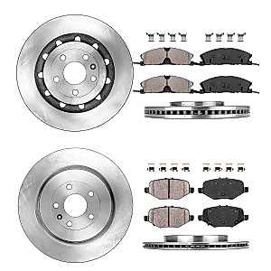 Callahan Brake Kit for Ford Explorer Flex Taurus Police Interceptor Sedan Utlity Lincoln MKS MKT Replacement Brake Rotors Ceramic Brakes Pads: 13.86" inch Front Rotor and 13.58" inch Rear Rotor