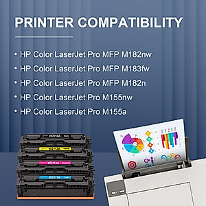 206A Toner Cartridges Replace for HP 206A Toner Cartridges 4 Pack Compatible for HP Color Laserjet Pro MFP M283fdw M283cdw M283fdn M282nw M255dw M255nw Toner for HP 206X Toner Cartridges 4 Pack