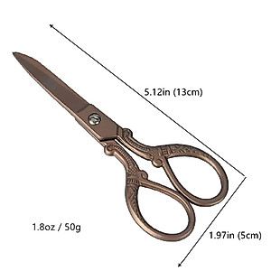 HITOPTY 5inch Vintage Style Scissors Titanium Plating Stainless Steel Antique Shears for Craft Embroidery Crochet Needle Point Knitting Project