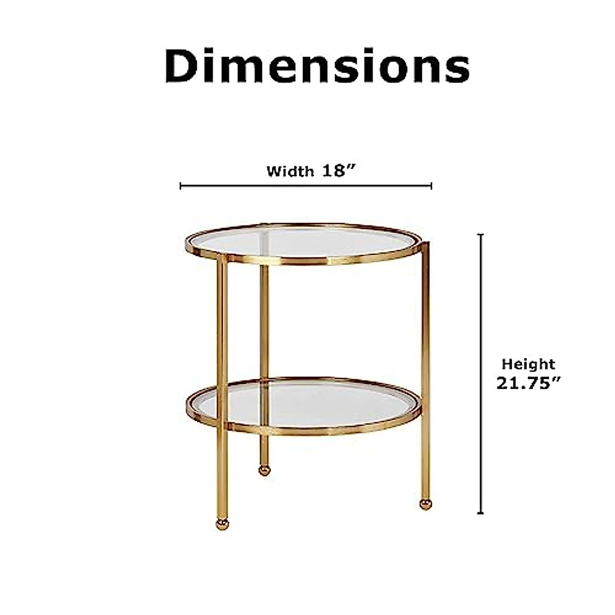 Amazon Brand – Rivet Modern Round Metal Coffee Table, 18.5"H, Gold and Glass