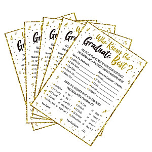 90shine 60Ct Who Knows Graduate Best Graduation Game Cards 2024 2025 - Grad Party Supplies Decorations