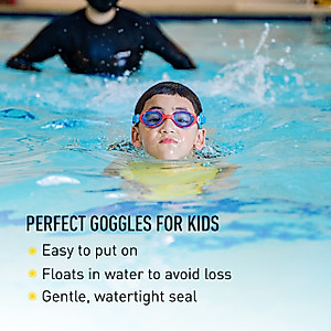 FINIS DragonFly Goggles - Kids Swim Goggles for Ages 4-12 with UV Protection, Buoyant Neoprene Strap, and Durable Lenses - PVC- and Latex-Free - Crab