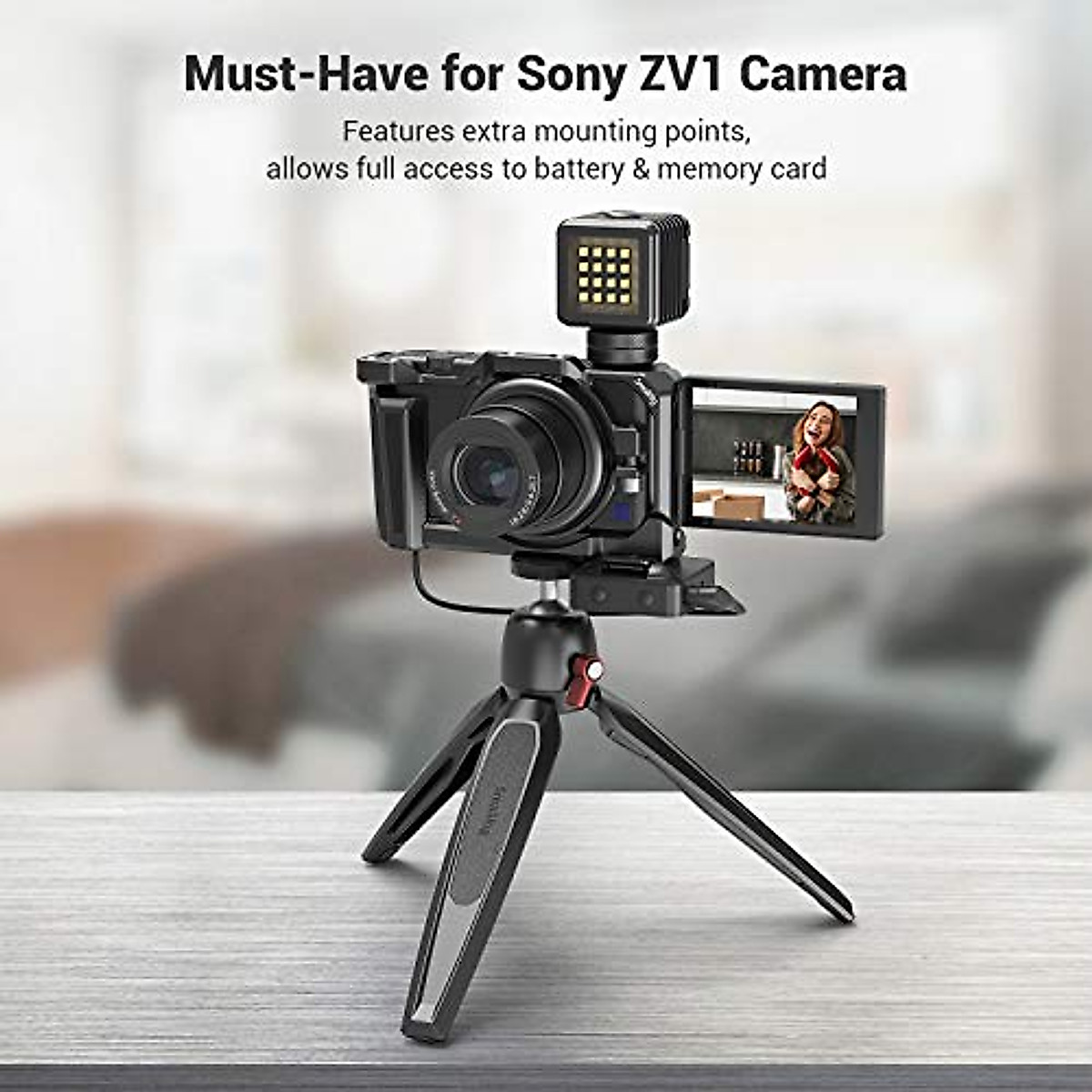 SMALLRIG Camera Cage for Sony ZV1 Camera, with Silicone Gel Grip, Cold Shoe Mount - 2938