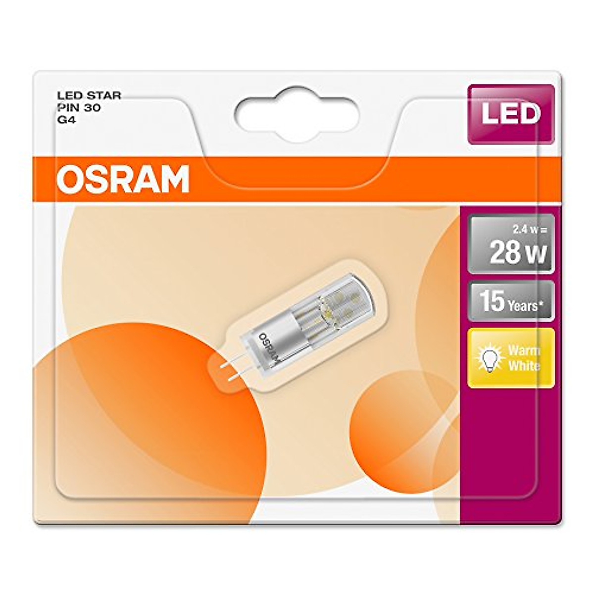 OSRAM LED Star Special PIN/LED-Beam Angle with G4-Base/not dimmable/Replacement for 30 Watt/Clear/Warm White - 2700 Kelvin / 9 Pack