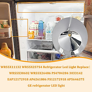 WR55X11132 WR55X25754 Compatible with GE Refrigerator Led Light and Cover Assembly Replace Refrigerator Led Light Assembly WR55X30603 WR55X26487 WR55X26486 WR55X30602