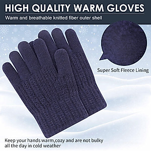 ORVINNER Kids Winter Gloves for Boys Girls, 3 Pairs Children Warm Wool Lined Gloves Toddler Thermal Knitted Mittens (Black/Navy/Dark Grey - Solid Color)