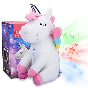 InnoBeta Unicorn Toys for Girls Age 4-6, Star Projector Night Light, Unicorn Stuffed Animal Gifts Travel Toy for Girls 2 3 4 5 6 7 8 9 Years Old - Cornie The Unicorn