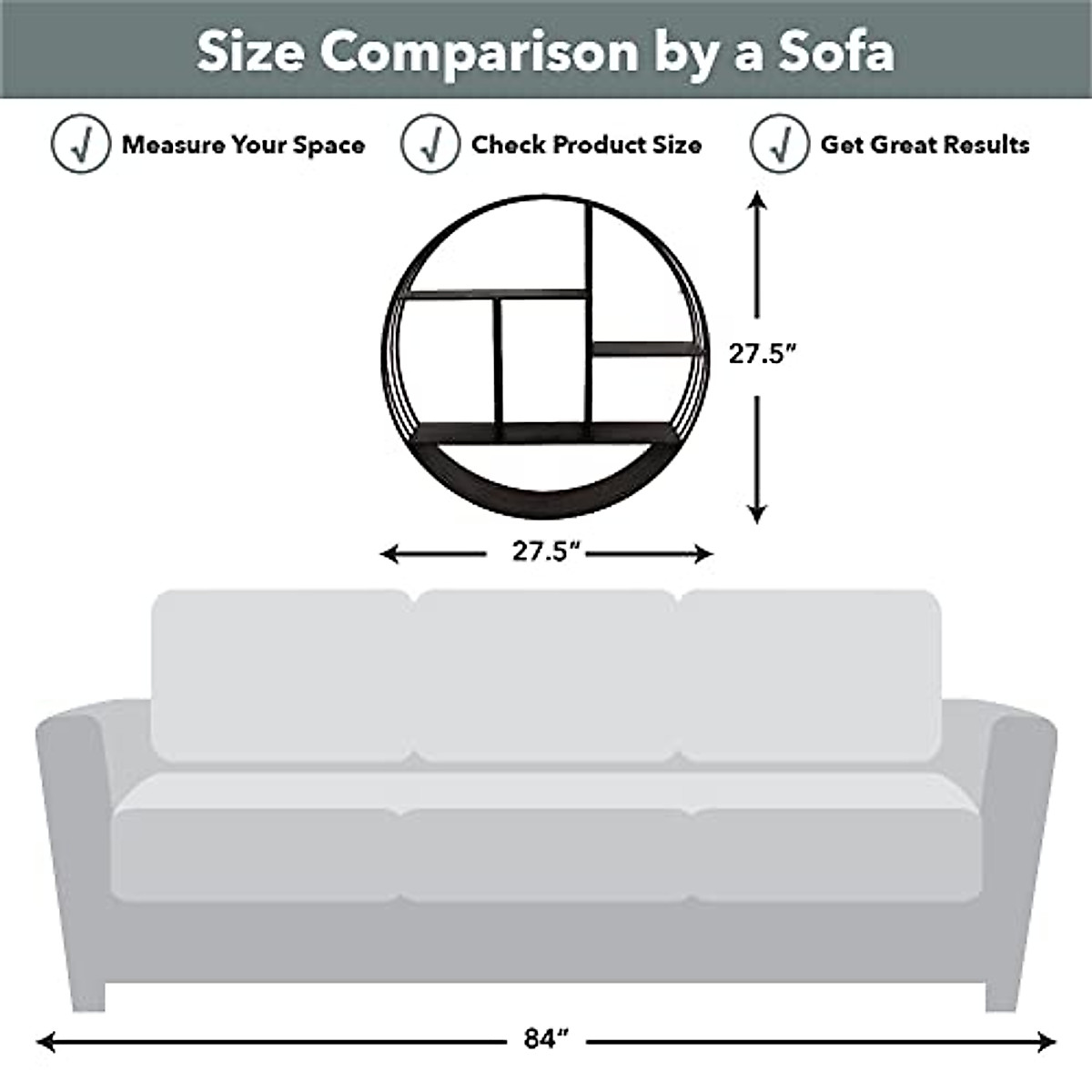 FirsTime & Co. Dark Silver Brody Wall Shelf, Round 3 Tier Wall Mounted Floating Shelf for Bathroom, Bedroom, Living Room Decor, Metal, Industrial, 27.5 inches