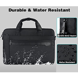 Laptop Bag 15.6 Inch, Briefcase for Men, Laptop Carrying Case, Adjustable Shoulder Messenger Computer Bag, Business College Laptop Case, Water Resistance Laptop Bag Fits HP, Dell, Lenovo, ASUS, Black