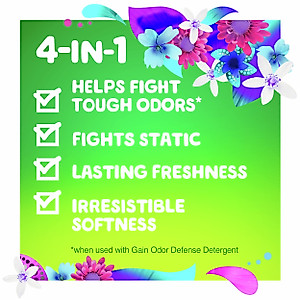 Gain flings Laundry Detergent Pacs with Odor Defense, Super Fresh Blast, 76 Ct + Gain + Odor Defense Scent Booster Beads, Super Fresh Blast, 26.5oz + Gain Dryer Sheets, Super Fresh Blast, 240 Ct