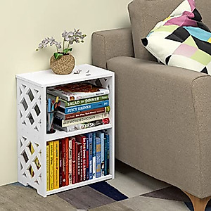 Rerii Small Bookshelf, 3 Tier Bookshelf for Small Spaces, 2 Shelf Bookcase Kids, Book Storage Organizer Case Open Shelves for Bedroom Living Room Office, White