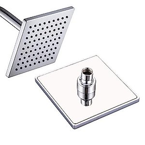 Luxury Square Rain Shower Head with 6-inch Rainfall Face, Stainless Steel Back, Brass Swivel Joint, Full Chrome Finish