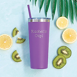 Personalized Add Your Custom Text Tumber - 22 oz Tumbler with Lid and Straw - Stainless Steel -Laser Engraved - Vacuum Insulated - Custom Tumbler -