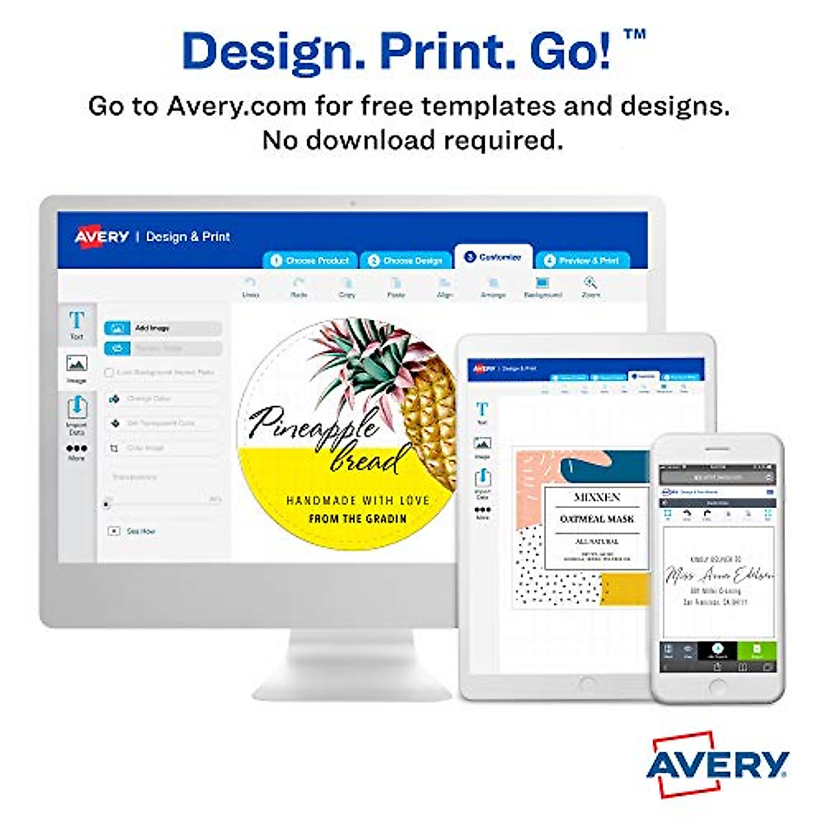 Avery Matte White Rectangle Labels with Sure Feed, 2" x 4", 500 Matte White Printable Labels