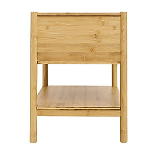 Rattan Nightstand 2 Drawer, Bamboo and Rattan Mid Century Modern Nightstand, Bedside Table Accent End Table Side Table for Bedroom, Living Room (Natural + Bamboo)