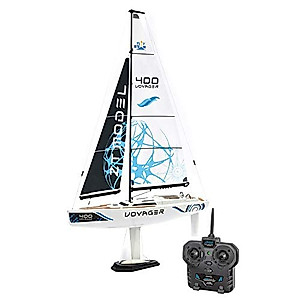 PLAYSTEM Voyager 400 RC Controlled Wind Powered Sailboat in Blue - 26" Tall